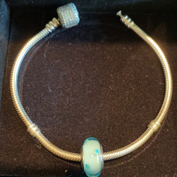 Pandora | Jewelry | Pandora Light Blue Polka Dot Murano Glass Charm ...